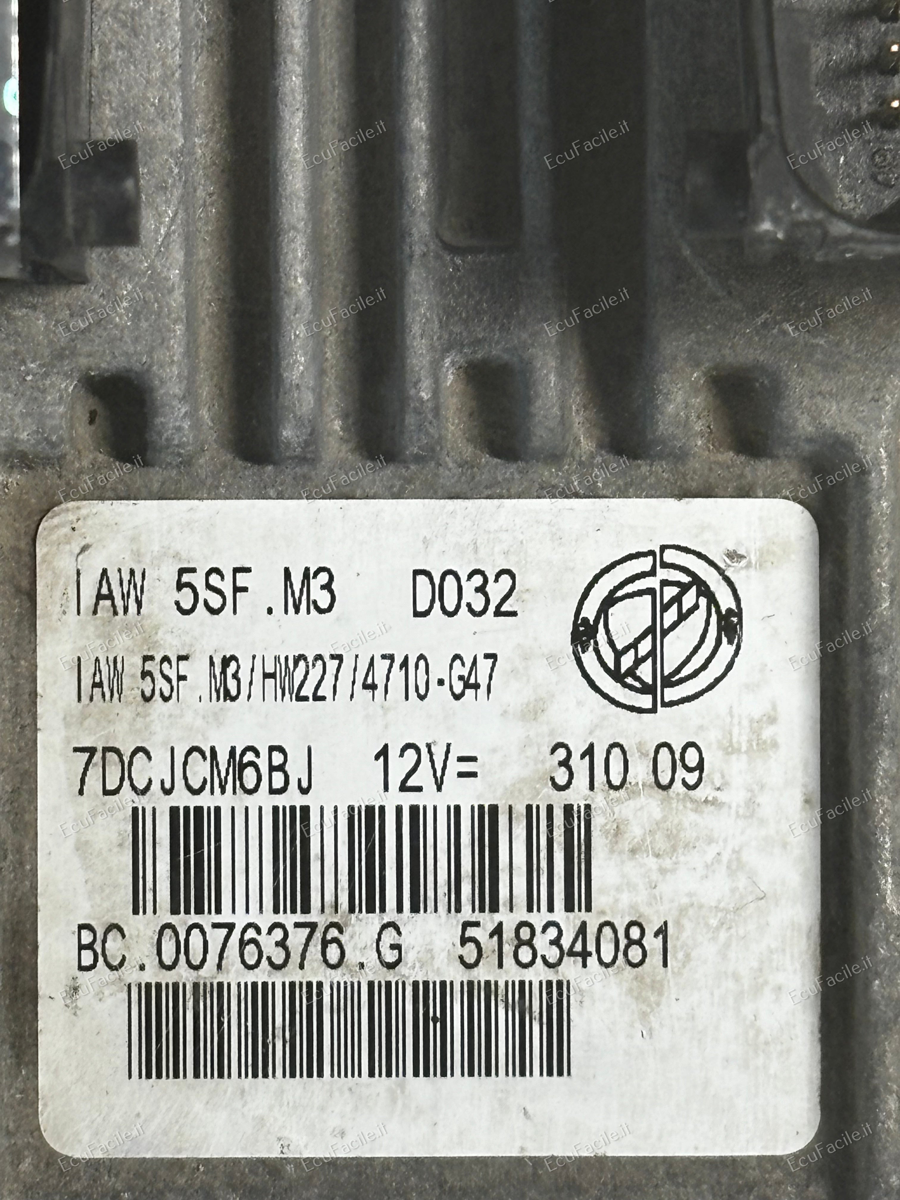 Ecu centralina fiat idea musa iaw 5sf.m3 51834081 HW227 4710-G47 ...
