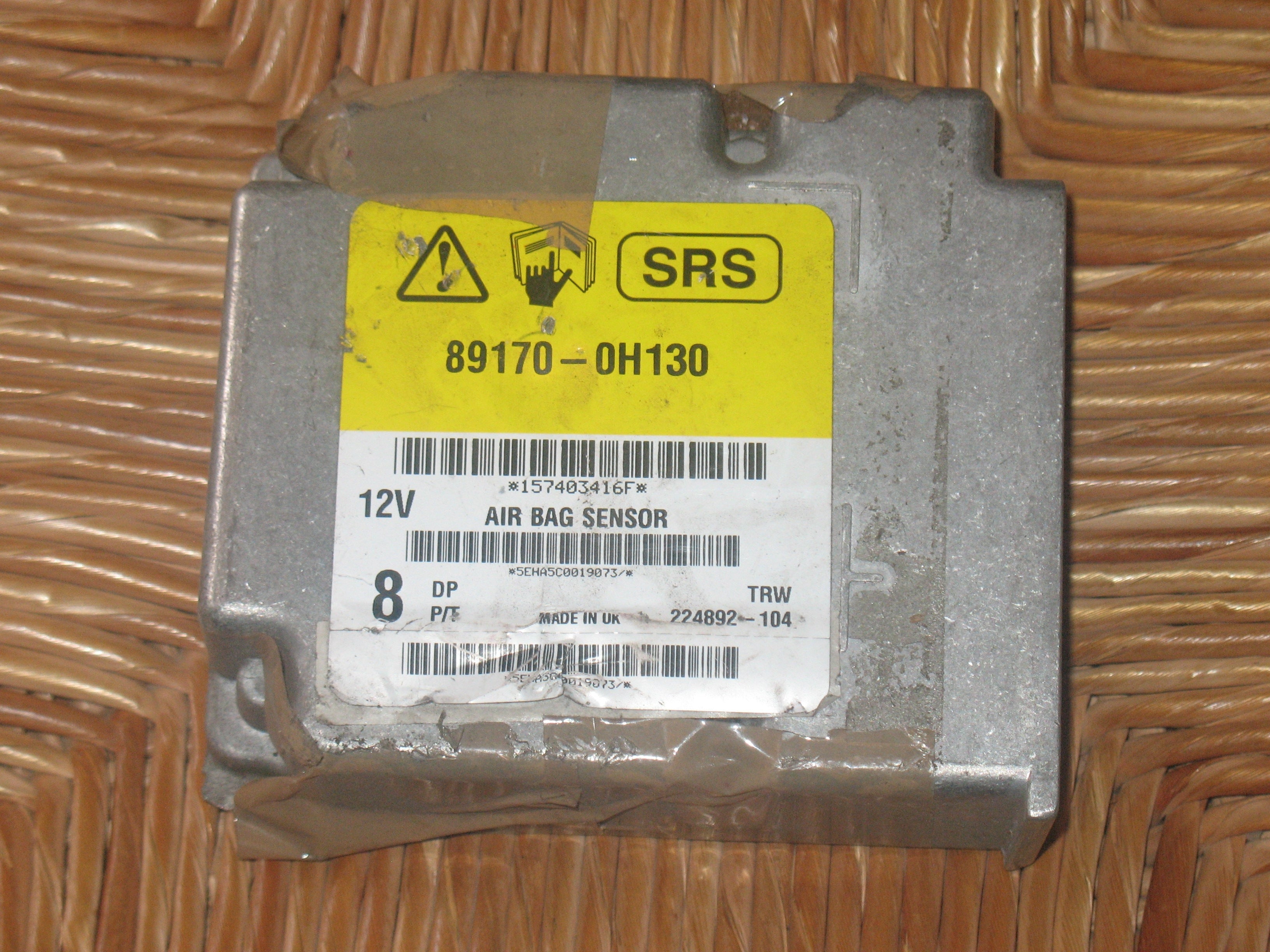 89170 0H130 SRS AIRBAG CENTRALINA AYGO C1 108 Centralina AIRBAG Toyota ...