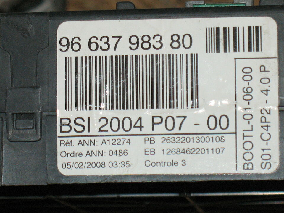 FIAT SCUDO BODY Valeo 9663798380 PEUGEOT 207 BSI 2004 P07-00 – EcuFacile