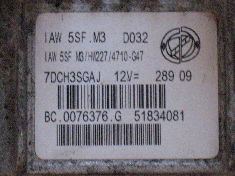 Ecu centralina fiat idea musa iaw 5sf.m3 51834081 HW227 4710-G47 ...