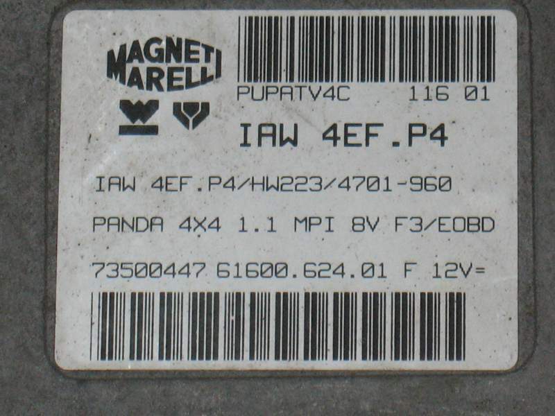 Ecu fiat panda 4x4 iaw 4ef.p4 hw223 73500447 61600.624.01 F12V – EcuFacile