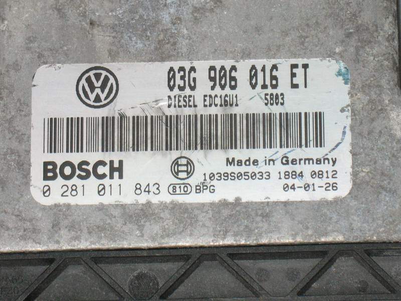 ECU VW GOLF 2.0 TDI BOSCH 0281011843 03G906016ET EDC 16U1-5.41 – EcuFacile